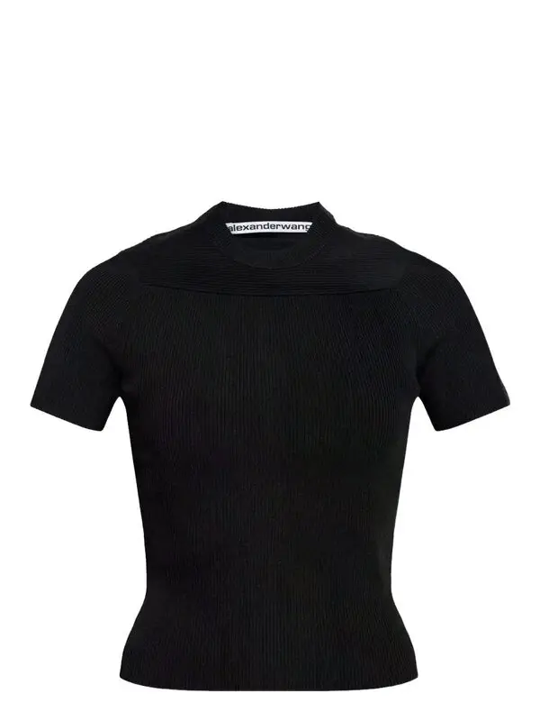 Alexander Wang Ribbed Logo-embroidered T-shirt - Black