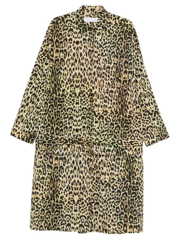 Marie Adam-Leenaerdt Leopard-print Shirt Midi Dress - Neutrals