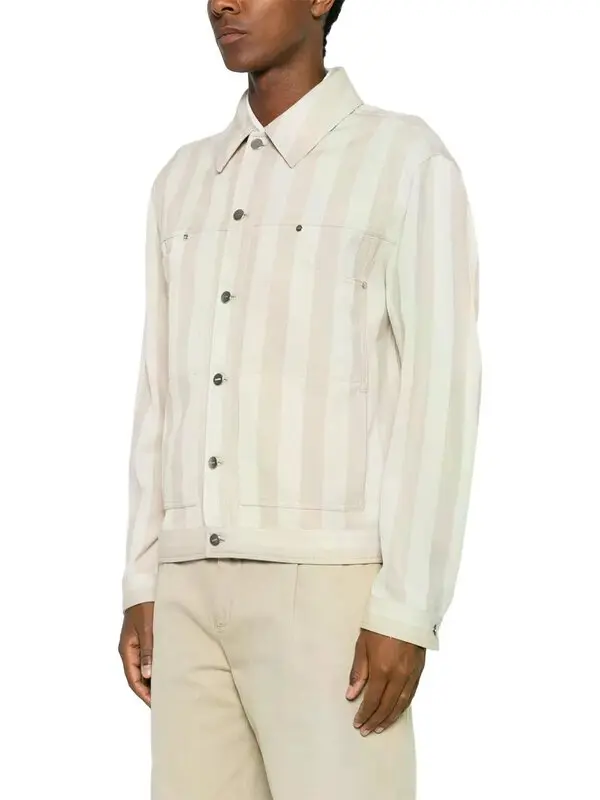 Fendi Vertical Stripe Cotton Jacket - Neutrals