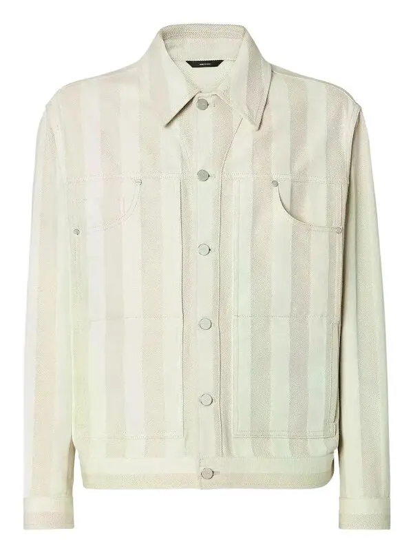 Fendi Vertical Stripe Cotton Jacket - Neutrals