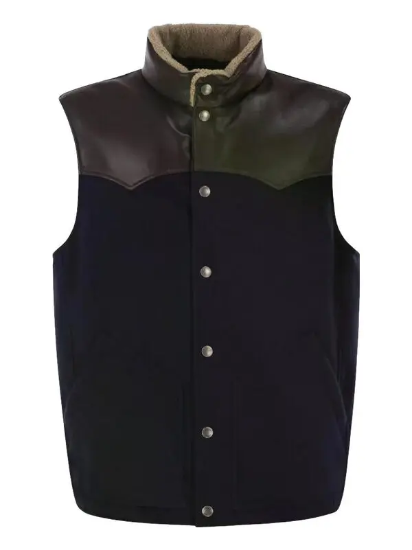 Brunello Cucinelli Shearling Collar Gilet - Blue