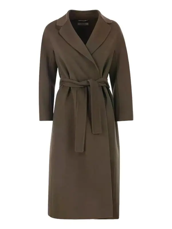Max Mara Belted Virgin Wool Coat - Brown