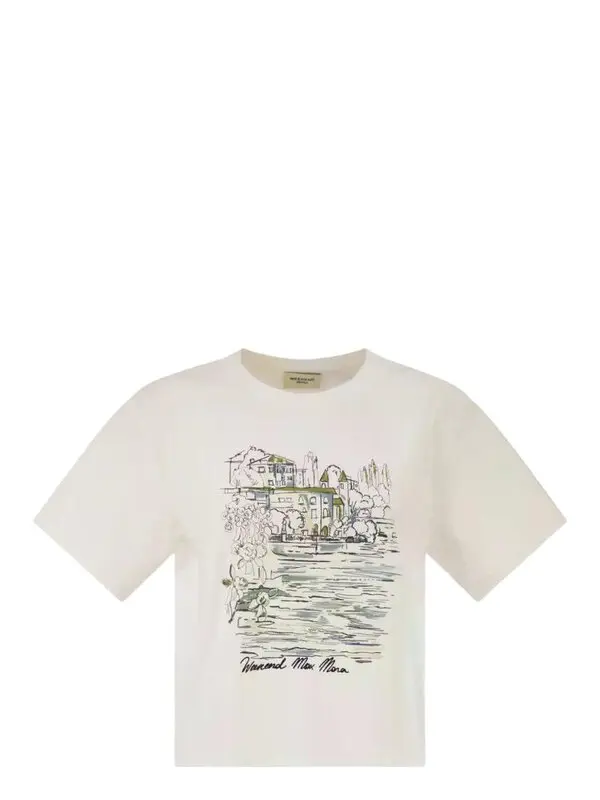 Max Mara Graphic Print Cotton T-shirt - White