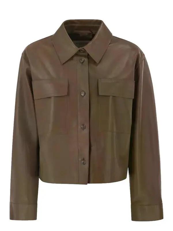 Max Mara Cropped Lamb Leather Jacket - Brown