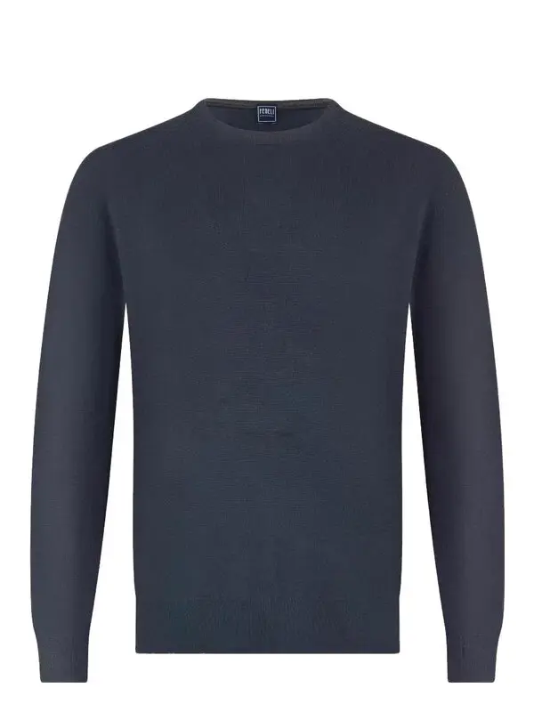 Fedeli Crew Neck Long Sleeve Sweater - Blue