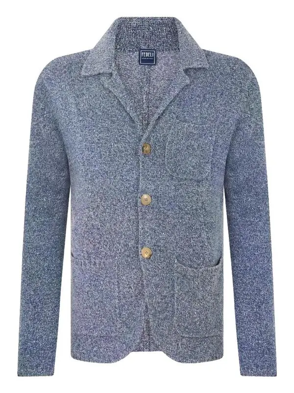Fedeli Button-up Notched-lapel Cardigan - Blue