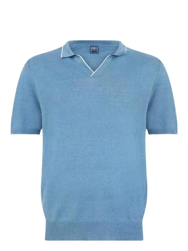 Fedeli Contrast-trim T-shirt - Blue