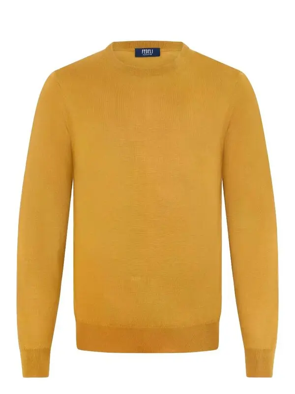 Fedeli Crew Neck Long Sleeve Sweater - Yellow