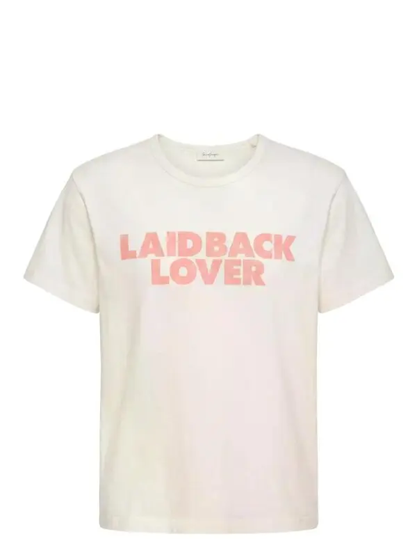 SECOND / LAYER Slogan-print Crew-neck T-shirt - Neutrals