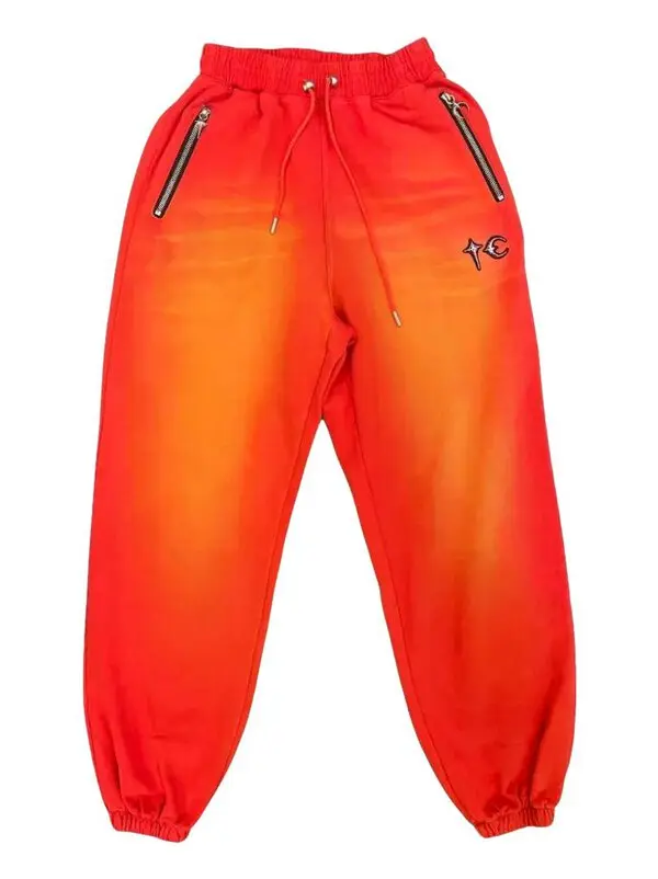 THUG CLUB Two-tone Washed Track Pants - Red