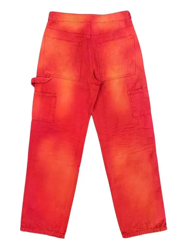 THUG CLUB Two-tone Washed Trousers - Red