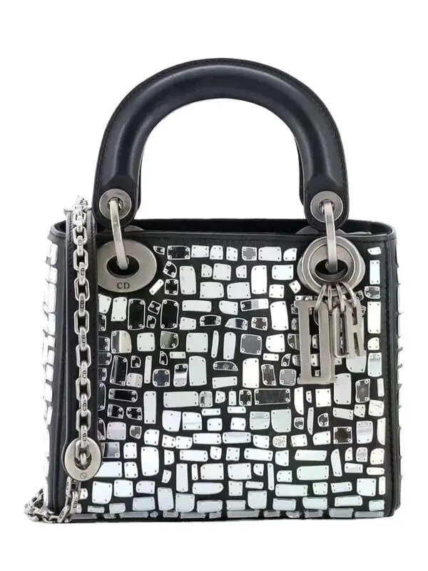 Dior Lady Chain Bag Leather And Mirror Mosaic Mini Shoulder Bag - Black