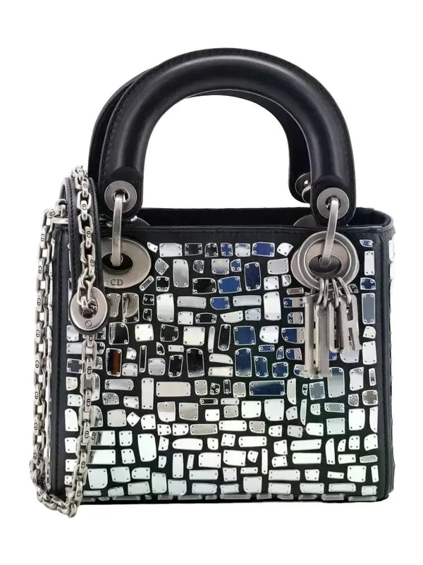 Dior Lady Chain Bag Leather And Mirror Mosaic Mini Shoulder Bag - Black