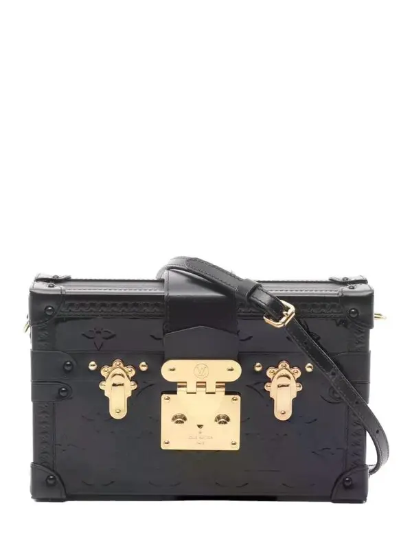 LOUIS VUITTON Petite Malle Monogram Vernis Shoulder Bag - Black