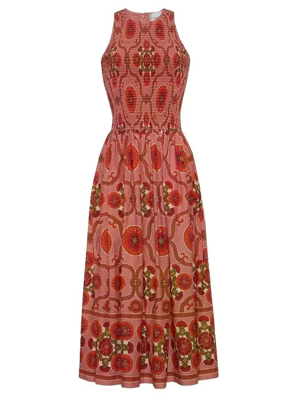 Cara Cara Smocked Floral Dress - Pink