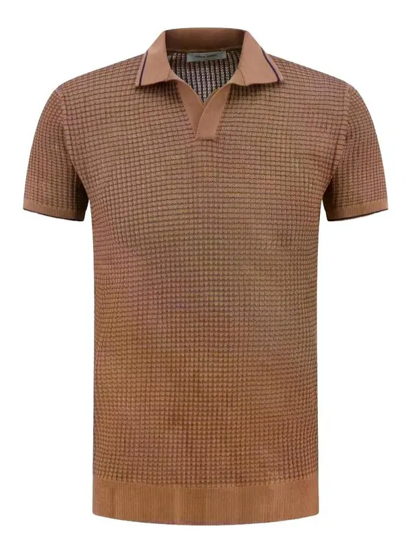 GRAN SASSO Waffle-knit Short-sleeve Polo Shirt - Brown