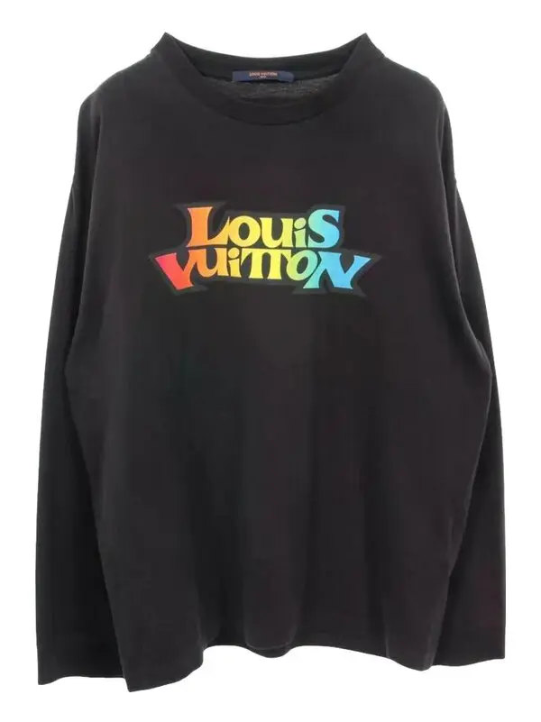 LOUIS VUITTON 2000s Fade Logo-print Long-sleeve T-shirt - Black