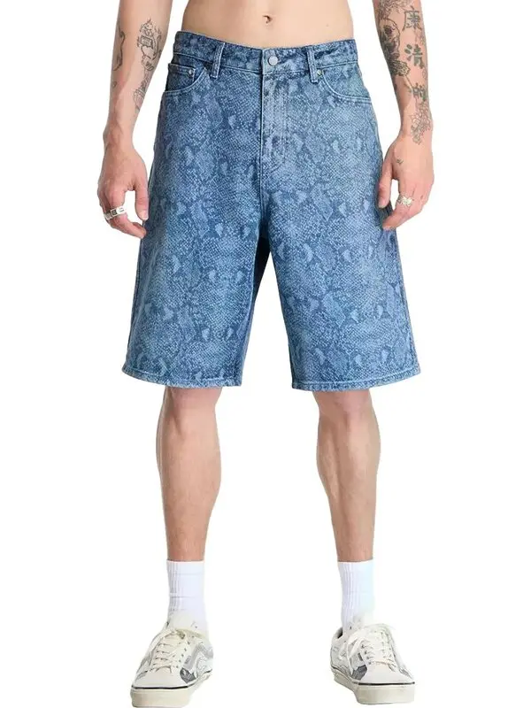 DAILY PAPER Snake-effect Laser-cut Shorts - Blue