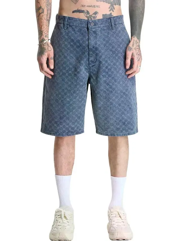 DAILY PAPER Monogram Print Washed Shorts - Blue