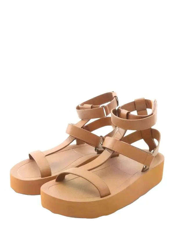 Hermès Leather Platform Sandals - Neutrals