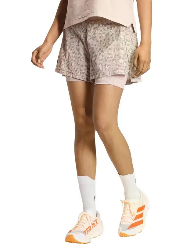 Adidas Terrex Xploric Leopard-print Shorts - Neutrals