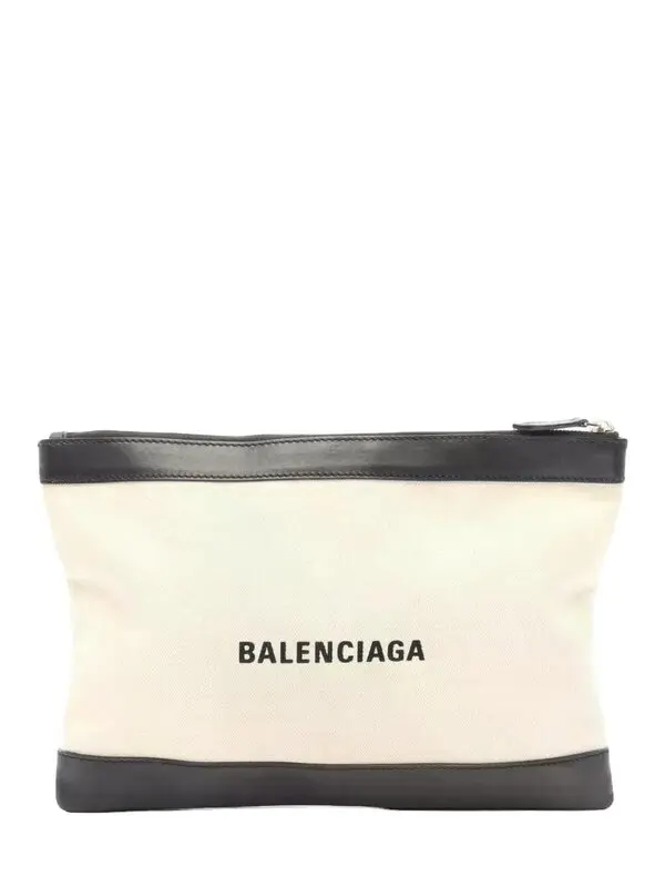 Balenciaga Medium Navy Clip Clutch Bag - Neutrals