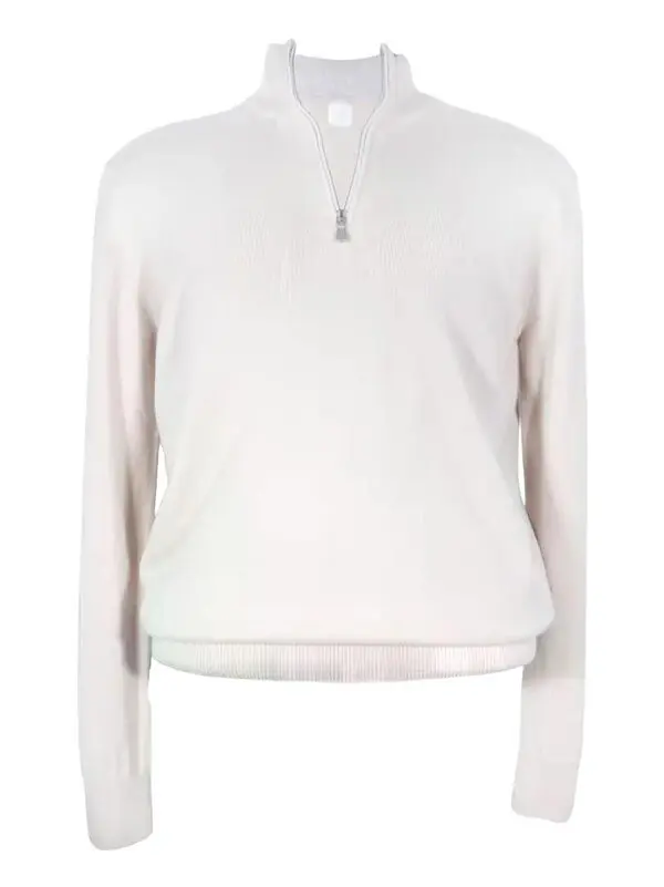 Eleventy Quarter-zip Ribbed Trim Sweater - Blue