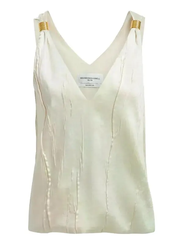 Brandon Maxwell Crinkled-pleat Tank Top - Neutrals
