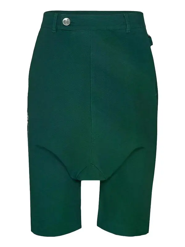 BLACKJACK Teal Drop-crotch Side-strap Shorts - Green