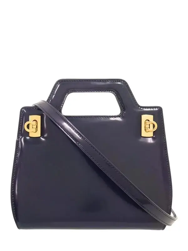 FERRAGAMO Mini Brushed Calfskin Wanda Top Handle Bag Satchel - Blue