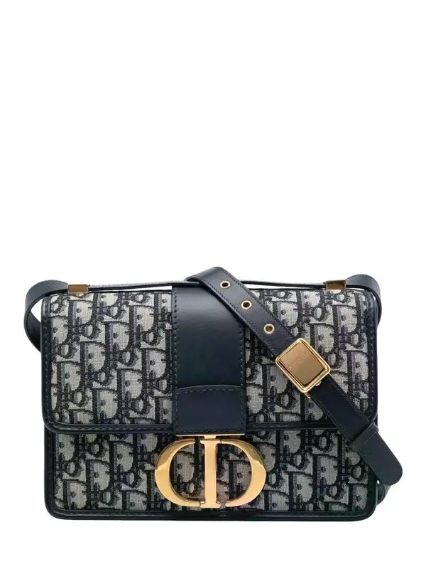 Dior 30 Montaigne Oblique Canvas Flap Crossbody Bag - Blue