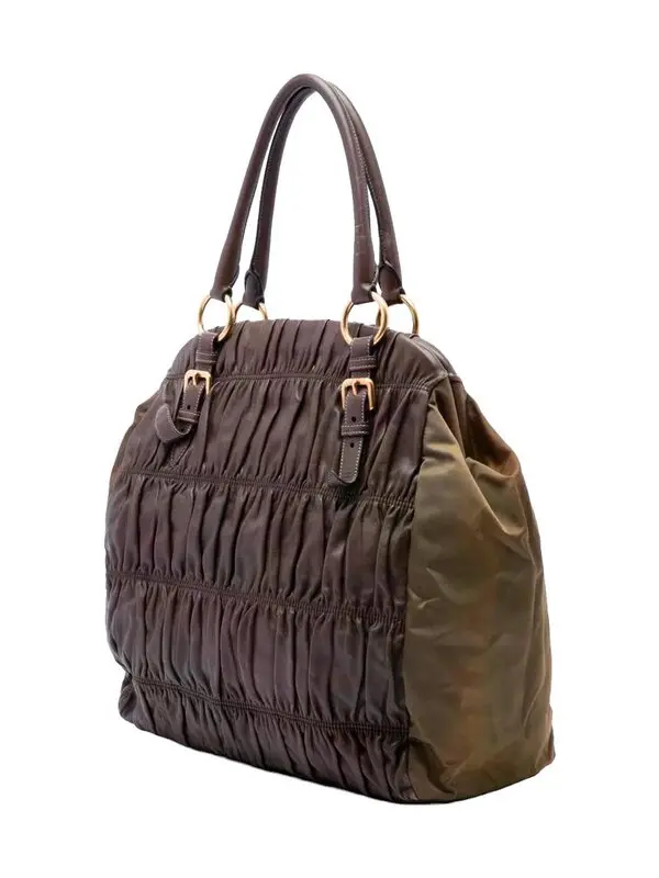 Prada Nappa Gaufre And Tessuto Tote Bag - Brown