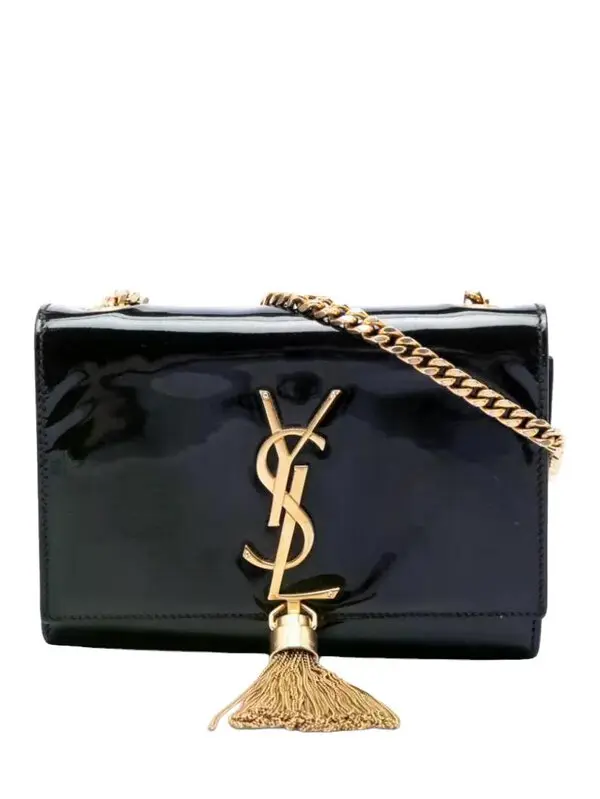 Saint Laurent Small Patent Monogram Kate Tassel Crossbody Bag - Black