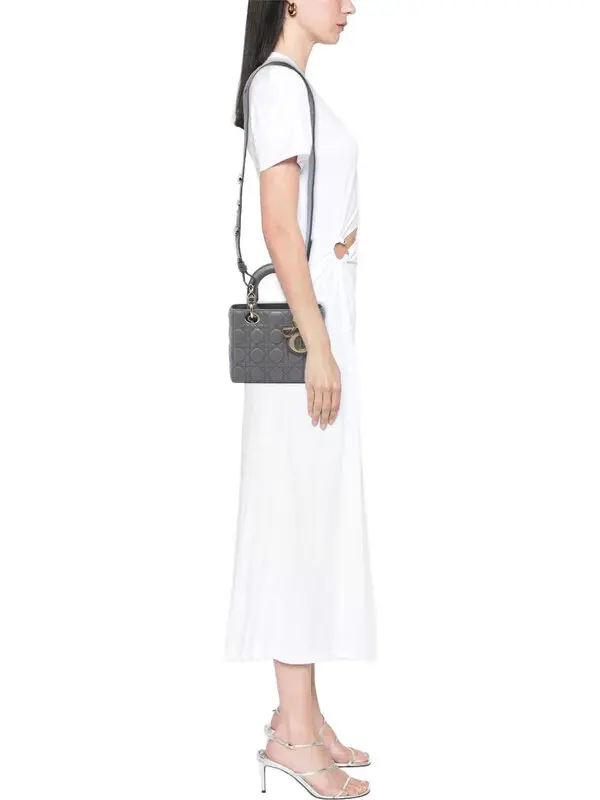 Dior Lambskin Cannage Lady Satchel - Grey