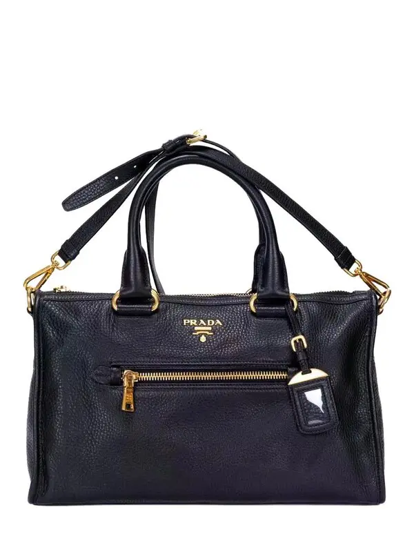 Prada Grained Leather Tote Bag - Black