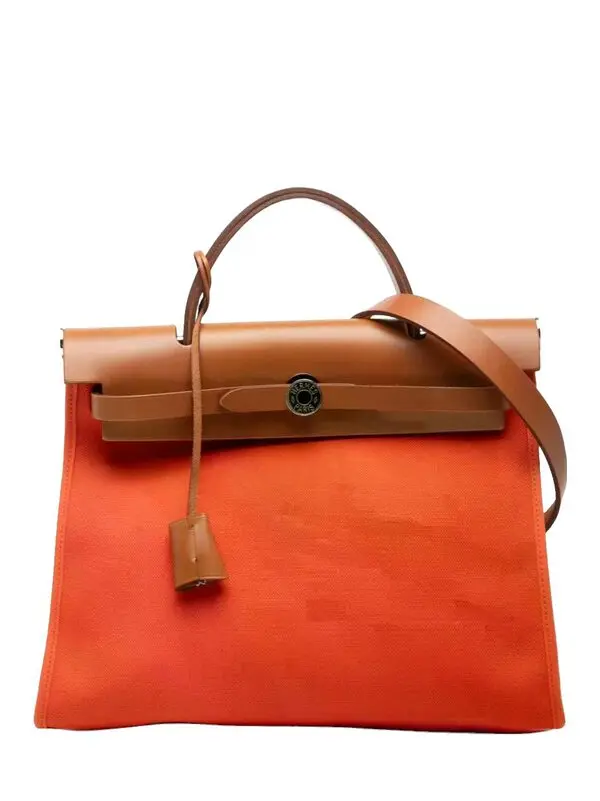 Hermès Toile Herbag Zip 31 Satchel - Orange