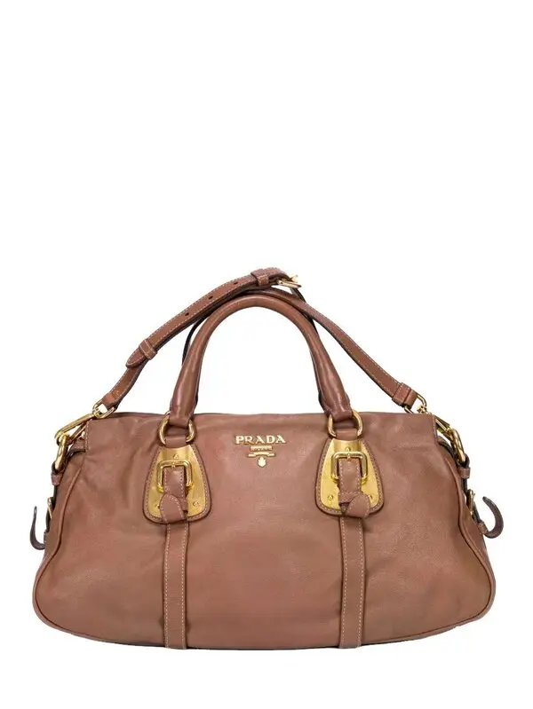 Prada Logo-motif Leather Shoulder Bag - Brown