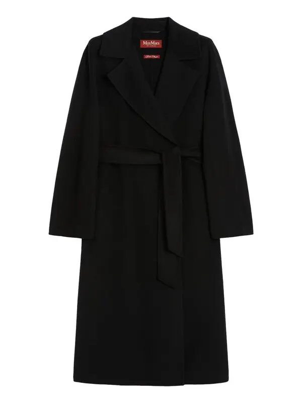 Max Mara Wool, Cashmere And Silk Long Wrap Coat - Black