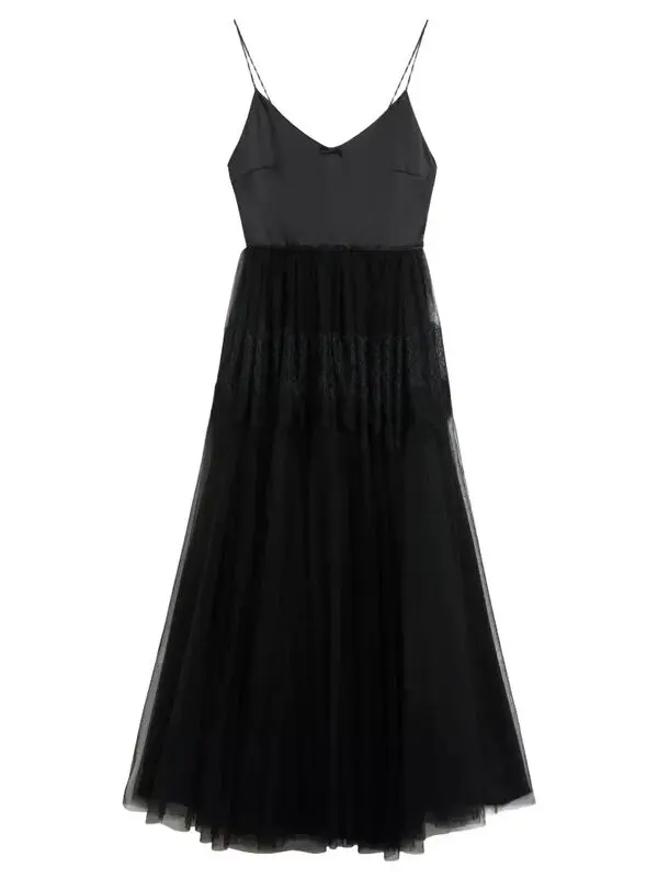 Viktor & Rolf Tulle Lace-trim Maxi Dress - Black
