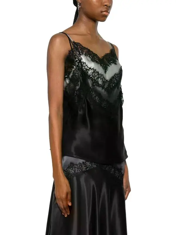 Viktor & Rolf Triple-layer Silk Blouse With Lace Trim - Black