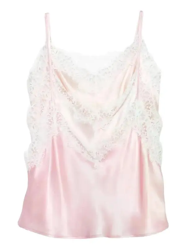 Viktor & Rolf Silk Satin Blouse With Lace Trim - Pink