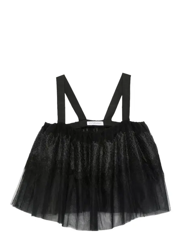 Viktor & Rolf Tulle And Lace Trim Sleeveless Blouse - Black