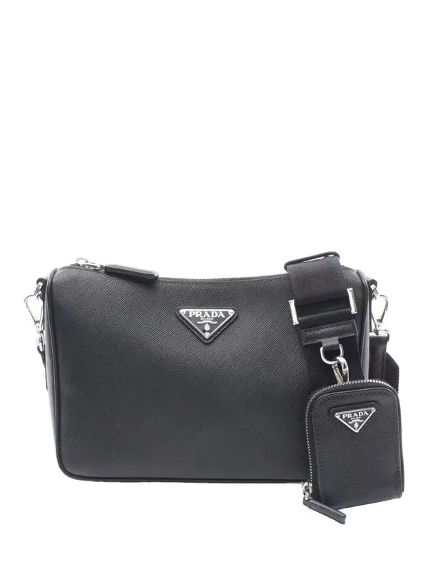Prada Saffiano Leather Travel Pouch Shoulder Bag - Black