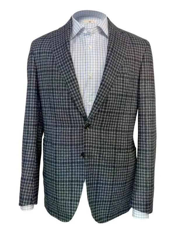 Luciano Barbera Check Single-breasted Suit Jacket - Blue