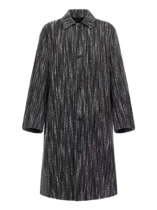 Roberto Cavalli Tweed Effect Single-breasted Coat - Black