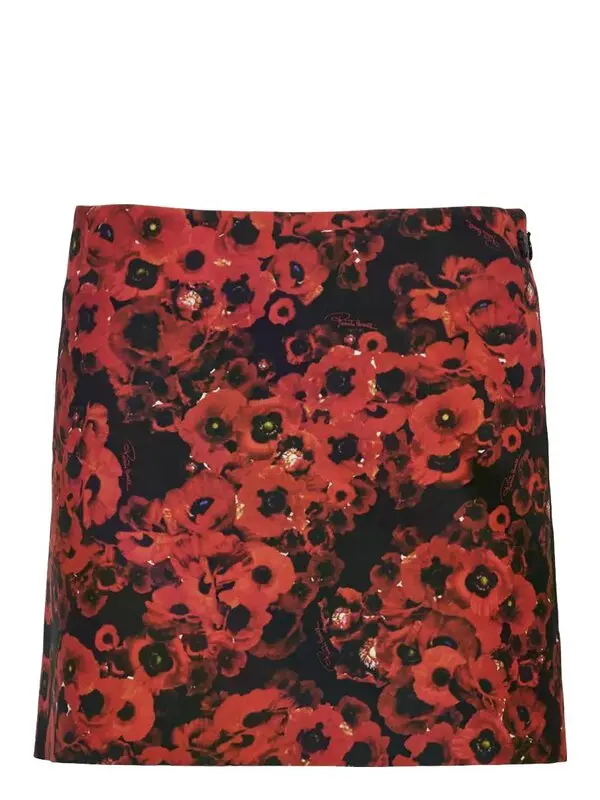 Roberto Cavalli Floral Print Zip-fastening Mini Skirt - Red