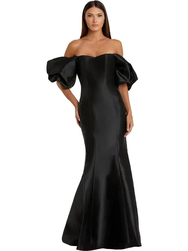 Mac Duggal Petite Sweetheart Off-the-shoulder Puff Sleeve Gown - Black