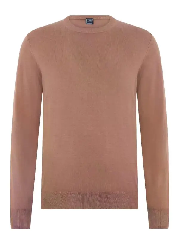 Fedeli Round Neck Fine Knit Sweater - Brown