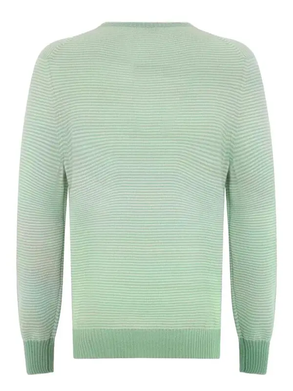 Fedeli Striped Cashmere Crew Neck Sweater - Green