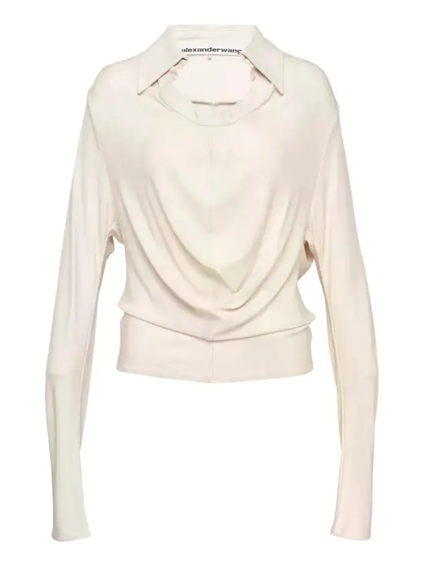 Alexander Wang Cowl Neck Draped Top - Neutrals
